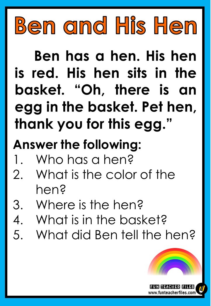 Reading Material With Comprehension Questions Fun Teacher Files Reading Material With Comprehension Questions Fun Teacher Files