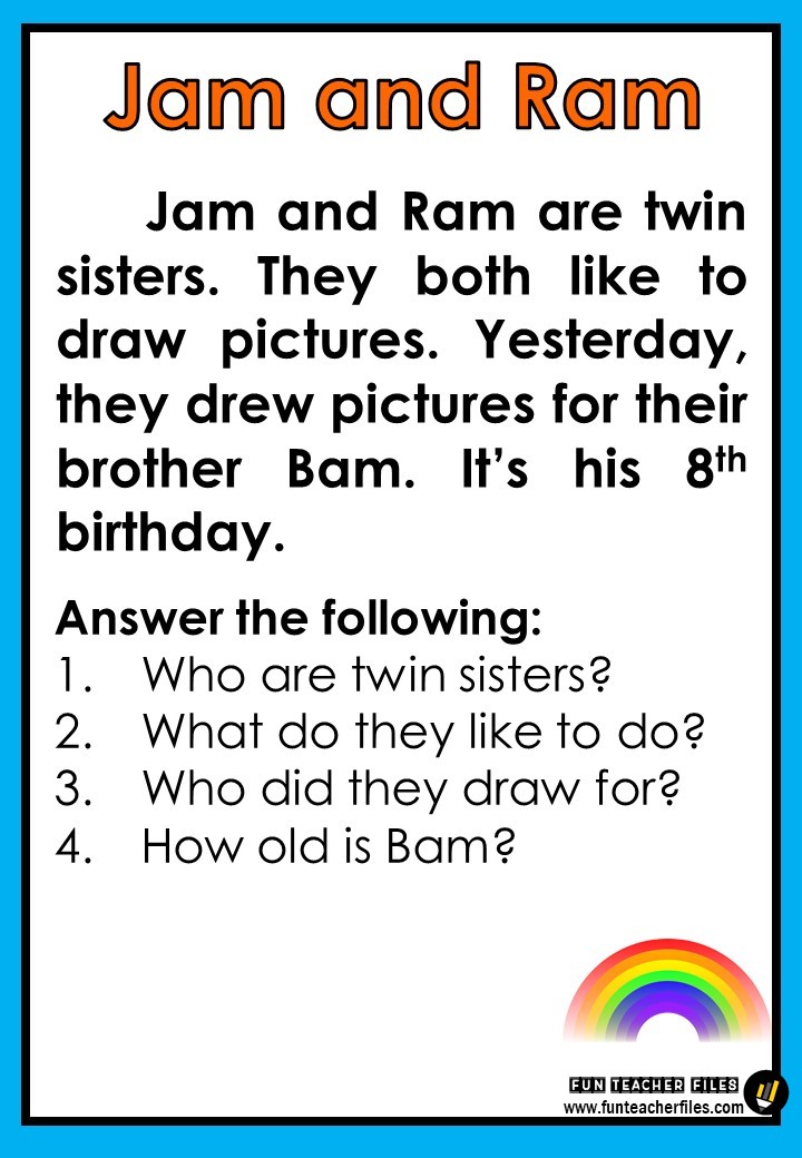 Reading Material With Comprehension Questions Fun Teacher Files