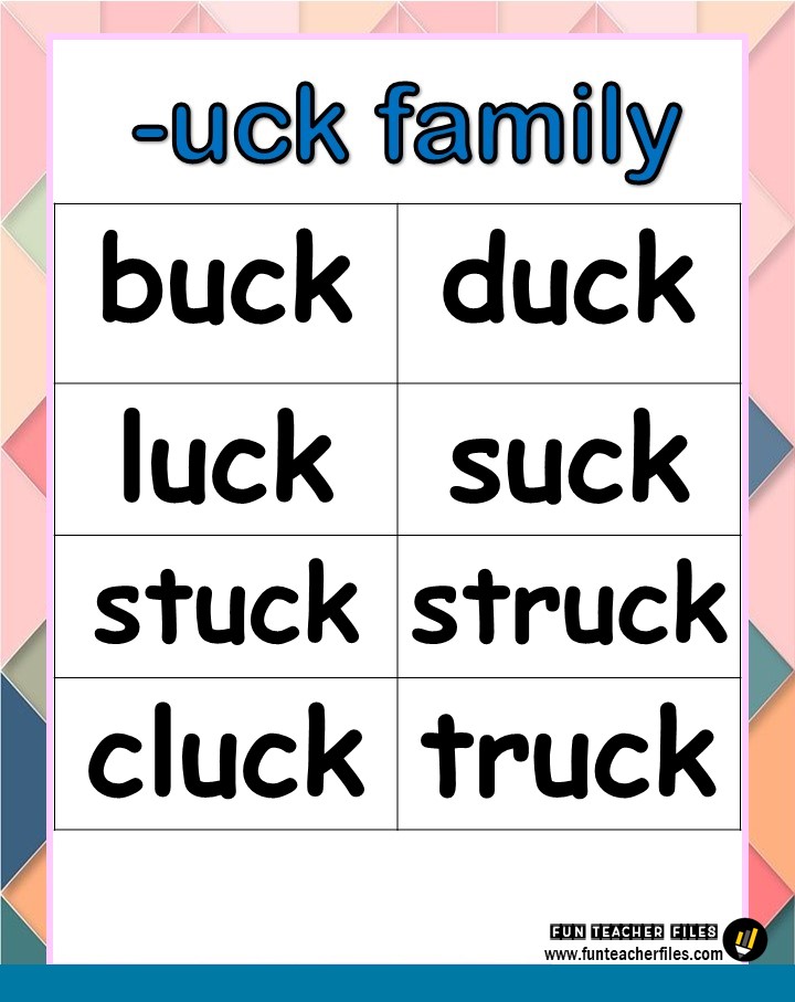 Word Family un ump ug uck Fun Teacher Files Word Family un ump ug uck Fun Teacher Files
