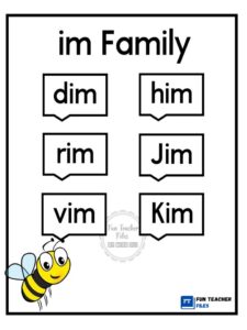 CVC Word Family Chart - Fun Teacher Files