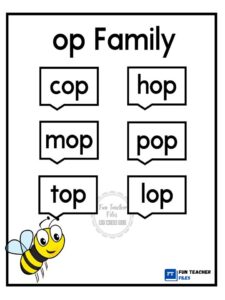 CVC Word Family Chart - Fun Teacher Files
