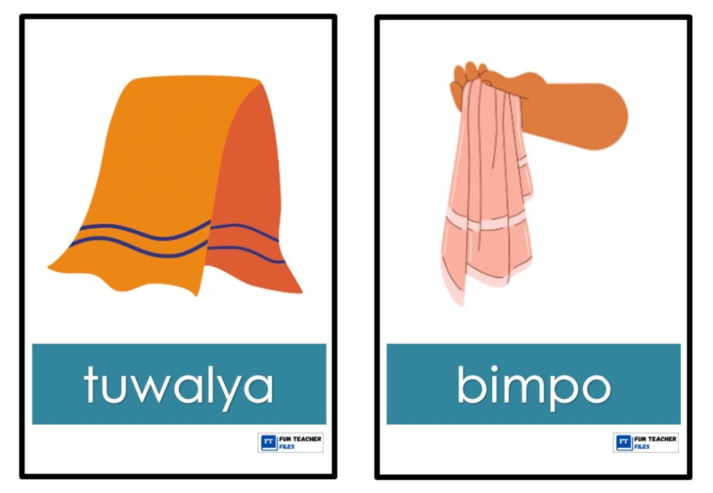 Kagamitan sa Paglilinis ng Katawan Flashcards - Fun Teacher Files