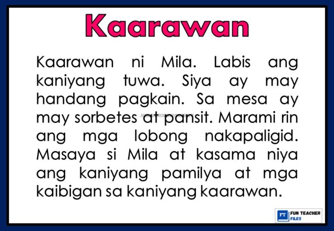 Tagalog Reading Passages Set 1 - Fun Teacher Files
