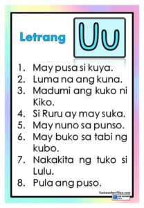 Pagbasa ng mga Pangungusap: Letrang A E I O U - Fun Teacher Files