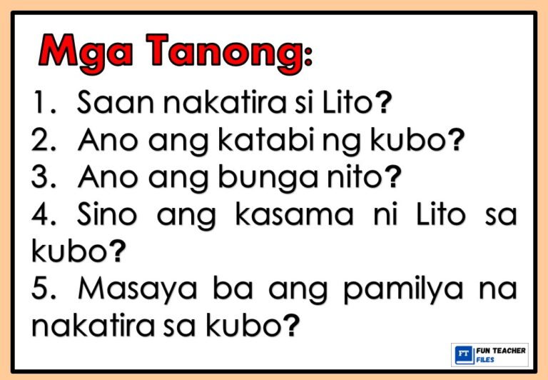 Filipino Reading Materials with Comprehension Questions Set 1 - Fun ...
