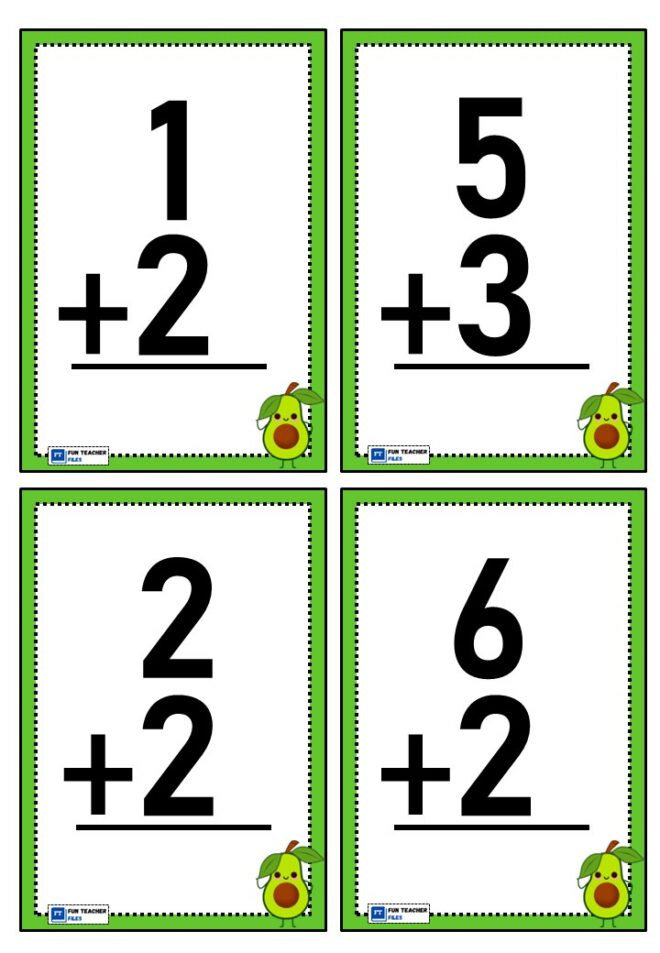 Addition Flashcards with Sums 10 or Less - Fun Teacher Files