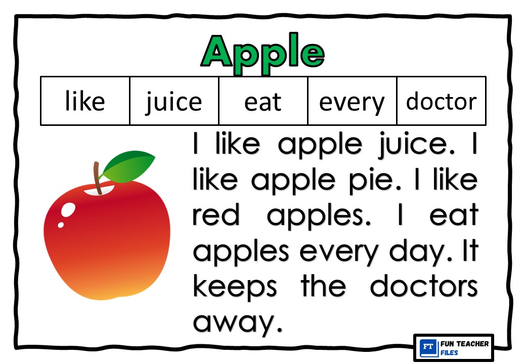 Reading Practice with Sight Words Set 2 - Fruits - Fun Teacher Files