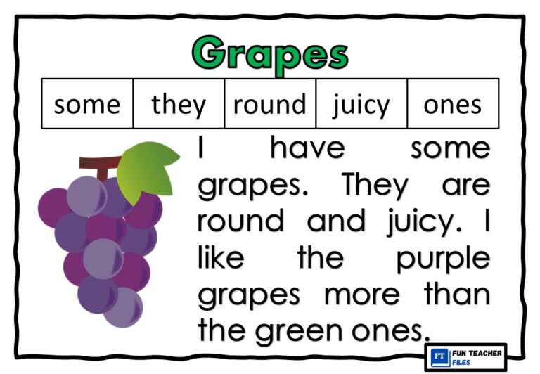 Reading Practice with Sight Words Set 2 - Fruits - Fun Teacher Files