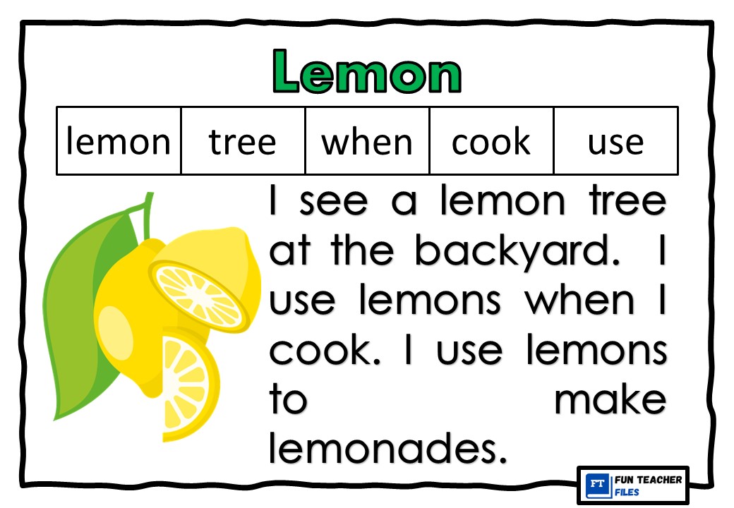 Reading Practice with Sight Words Set 2 - Fruits - Fun Teacher Files