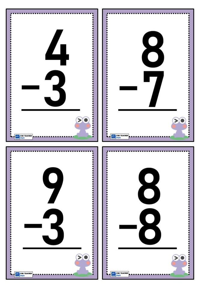 Subtraction Flashcards Zero to Ten - Fun Teacher Files