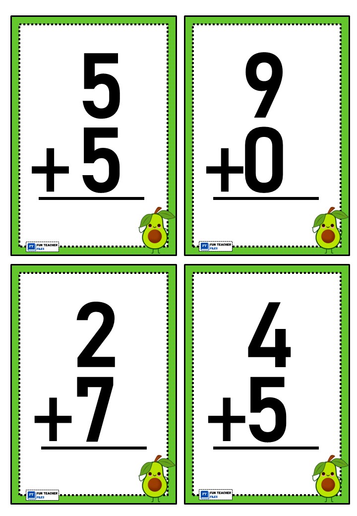 Addition Flashcards With Sums 10 Or Less Fun Teacher Files