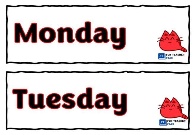 Seven Days in a Week Flashcards - Fun Teacher Files