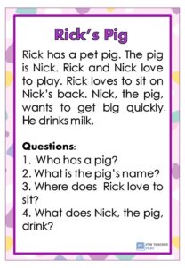 Reading Passages with Comprehension Question Set 1 - Fun Teacher Files