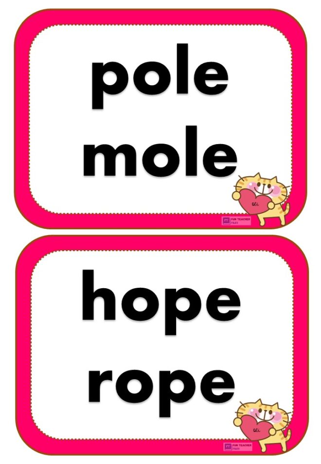 Rhyming Words with Long Vowel Sounds - Fun Teacher Files