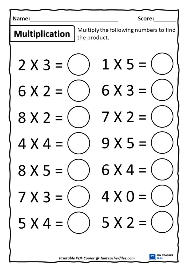 One Digit Multiplication Worksheets Set 1 Fun Teacher Files One Digit Multiplication Worksheets Set 1 Fun Teacher Files