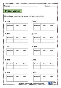 Place Value Ones Tens And Hundreds Worksheets Set 1 Fun Teacher Files