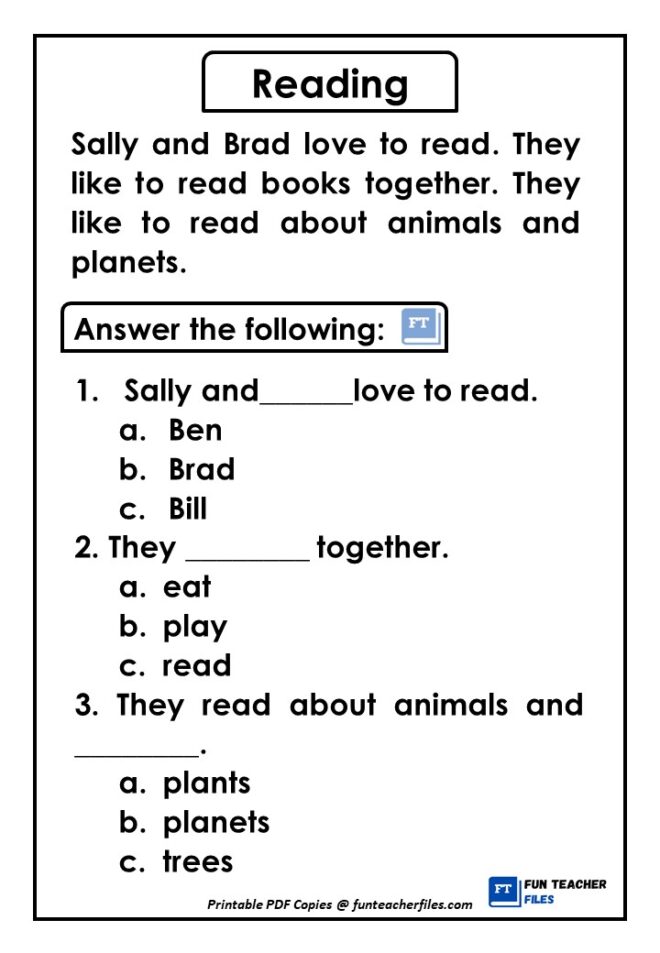 English Reading Passages with Comprehension Questions Set 1 - Fun ...