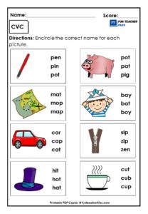 CVC Worksheets Set 1 - Fun Teacher Files