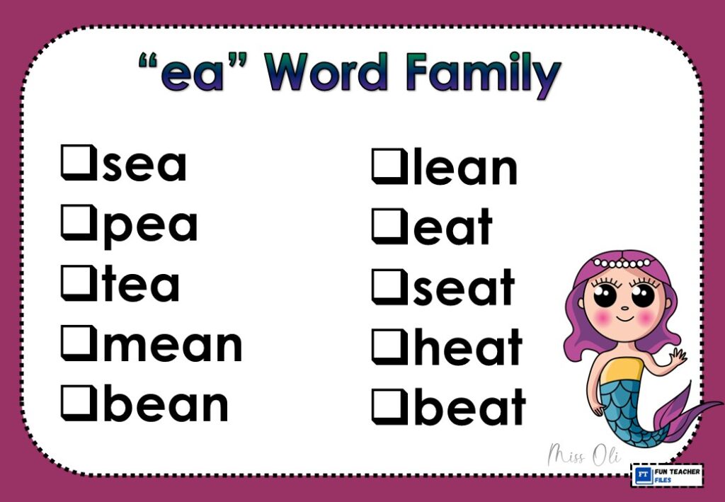 "ea" Word Family - Fun Teacher Files