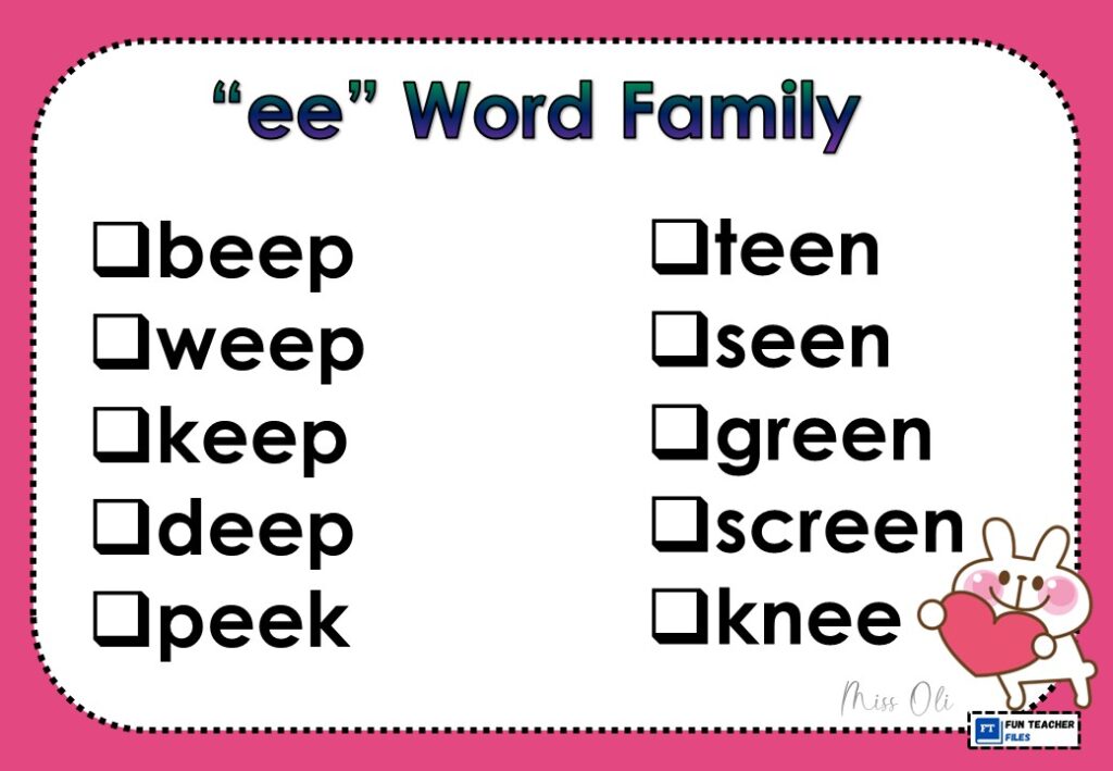 "ee" Word Family - Fun Teacher Files