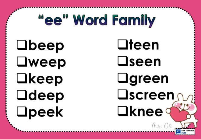 "ee" Word Family - Fun Teacher Files
