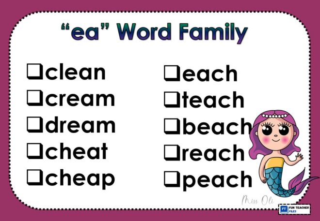 "ea" Word Family - Fun Teacher Files