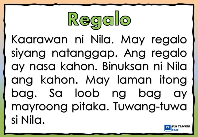 Filipino Reading Materials with Comprehension Questions Set 2 - Fun ...