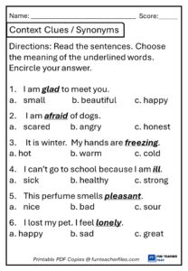 Context Clues Worksheet 1 - Fun Teacher Files