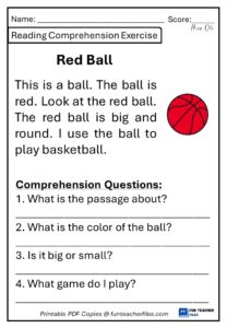 Reading Comprehension Exercise Set 4 – Colors - Fun Teacher Files