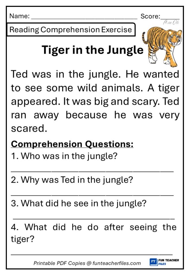 Reading Comprehension Exercises Set 5 – Animals - Fun Teacher Files