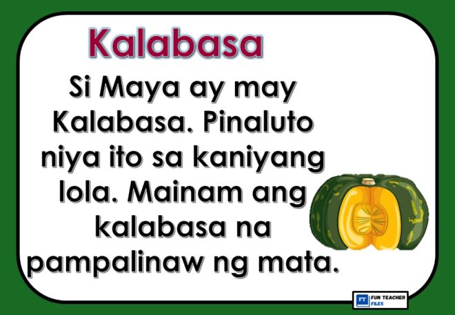 Filipino Reading Passages Set 11 – Gulay - Fun Teacher Files