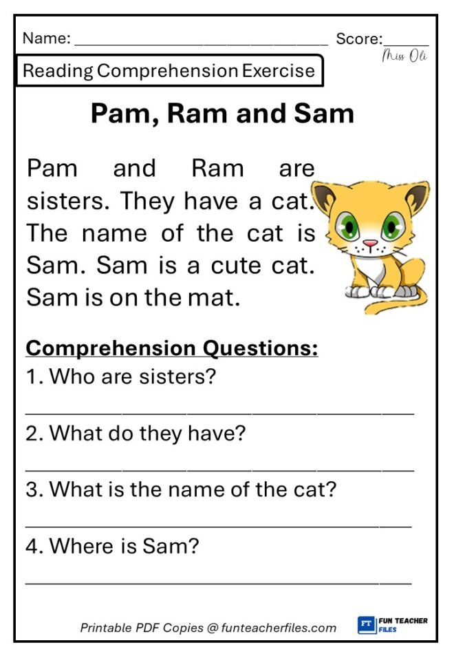 Reading Comprehension Exercises Set 3 – CVC - Fun Teacher Files