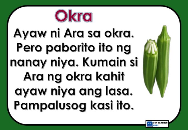 Filipino Reading Passages Set 11 – Gulay - Fun Teacher Files