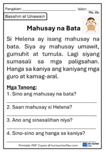 Filipino Reading Materials with Comprehension Questions Set 6 - Fun ...