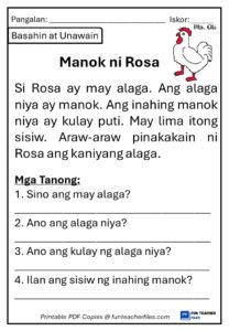 Filipino Reading Materials with Comprehension Questions Set 6 - Fun ...