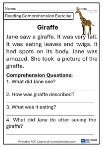 Reading Comprehension Exercise Set 5 – Animals - Fun Teacher Files