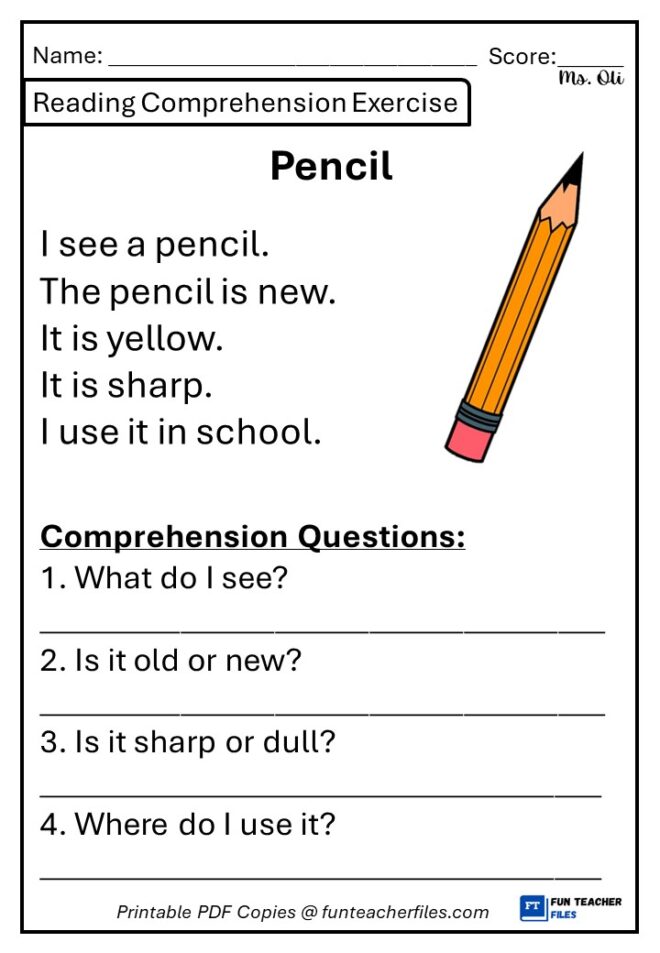 Reading Comprehension Exercise Set 6 - Fun Teacher Files