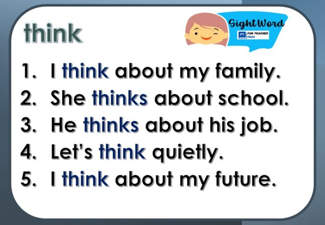 Sentences with Sight Words Set 5 – Verbs - Fun Teacher Files