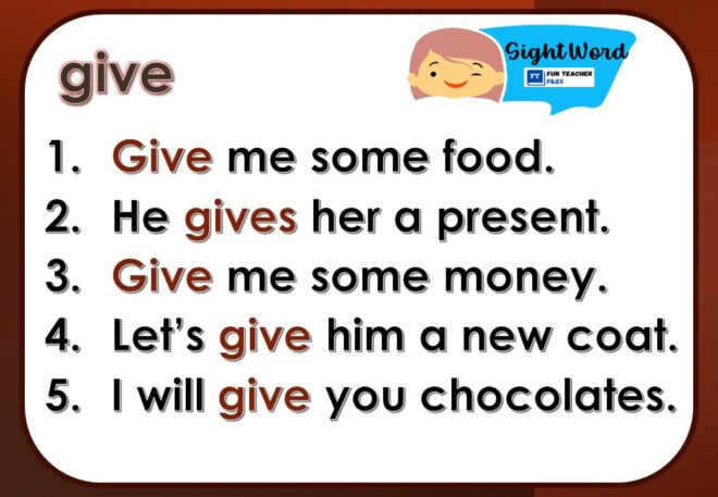 Sentences with Sight Words Set 4 – Verbs - Fun Teacher Files