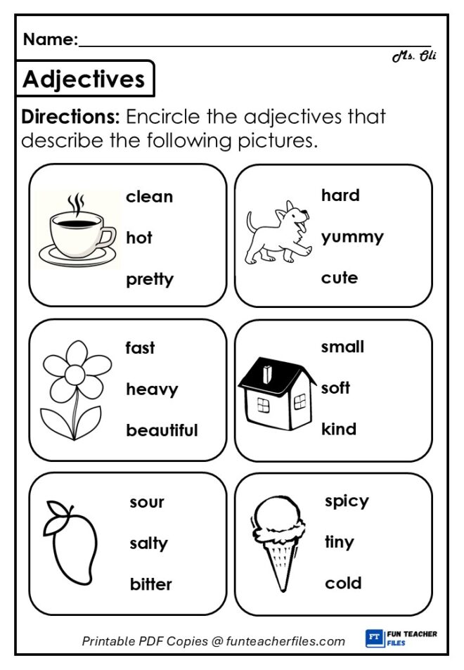 Adjective Worksheet 3 - Fun Teacher Files