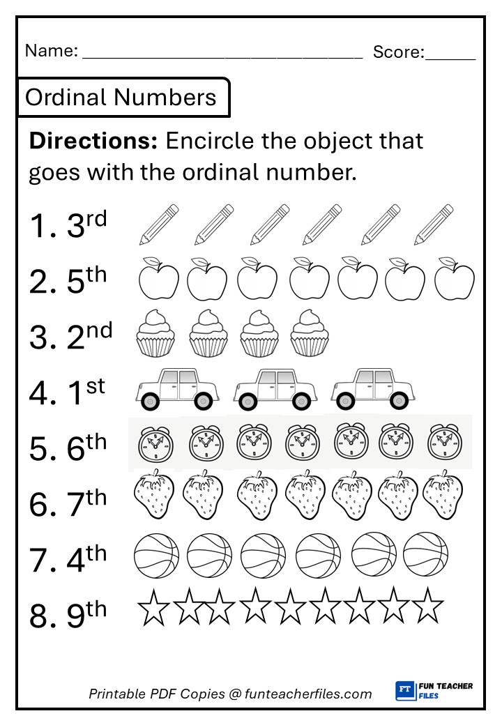 Ordinal Numbers Worksheet 2 - Fun Teacher Files Ordinal Numbers Worksheet 2 - Fun Teacher Files