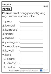 Pagpapantig Worksheet 1 - Fun Teacher Files