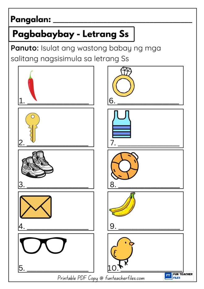 Pagbabaybay – Letrang Ss - Fun Teacher Files