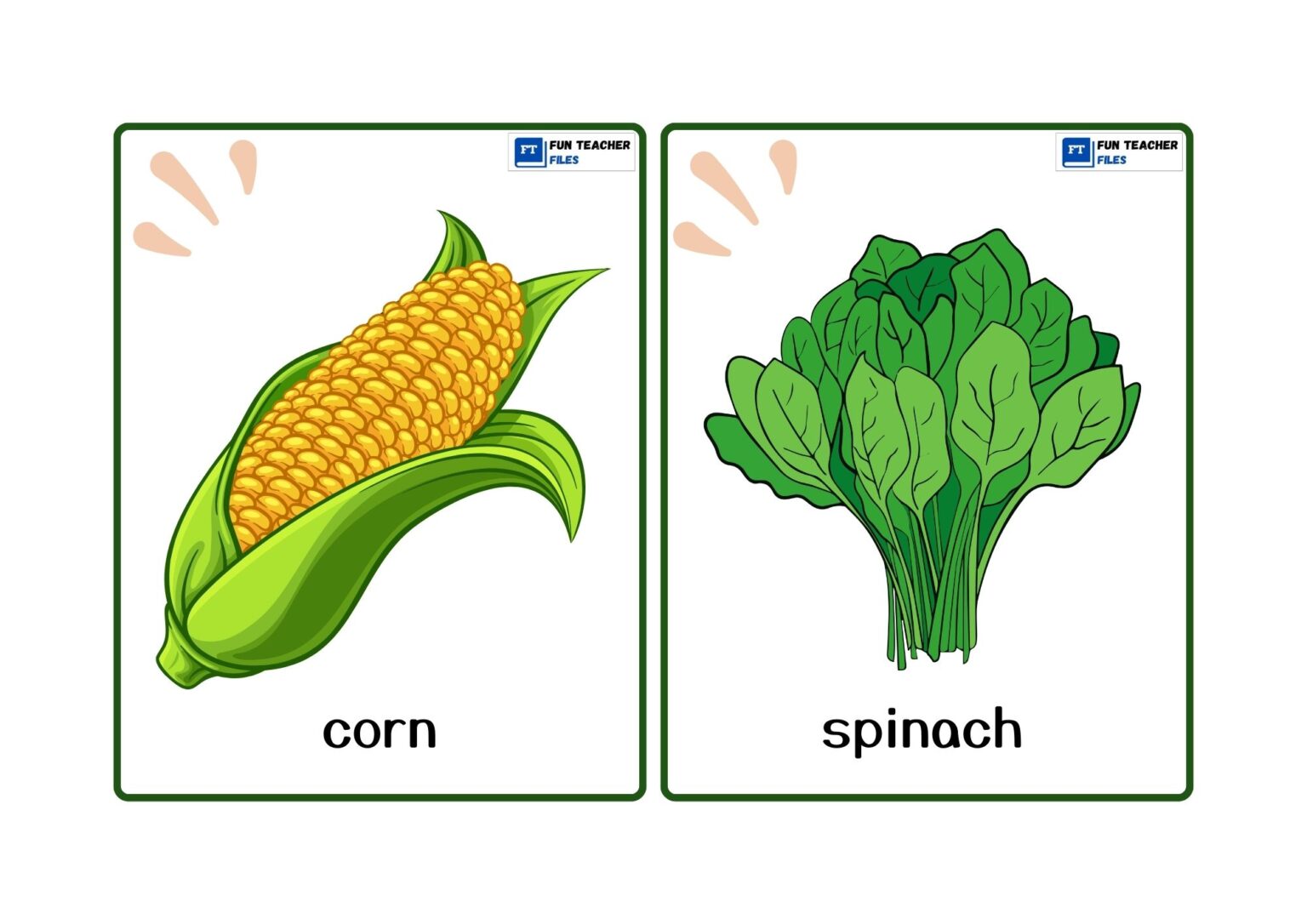 Vegetable Flashcards Set 1 - Fun Teacher Files