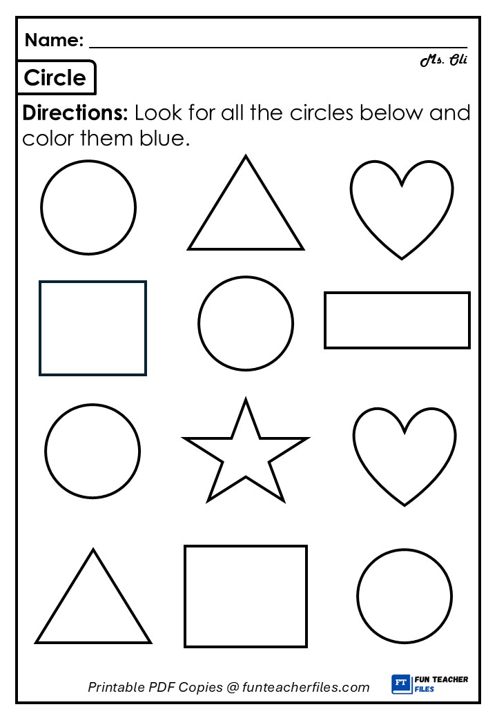 Circle Shape Worksheet 2 - Fun Teacher Files