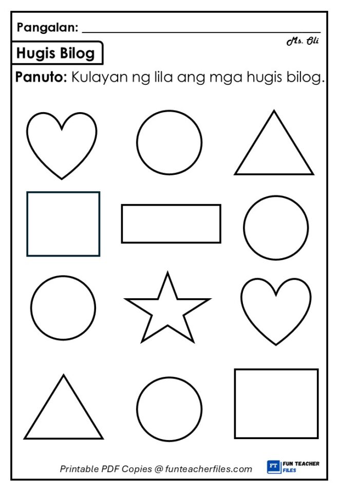 Hugis Bilog Worksheet 3 - Fun Teacher Files