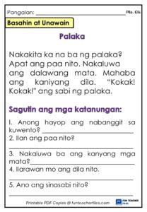 Filipino Reading Materials with Comprehension Questions Set 8 - Fun ...