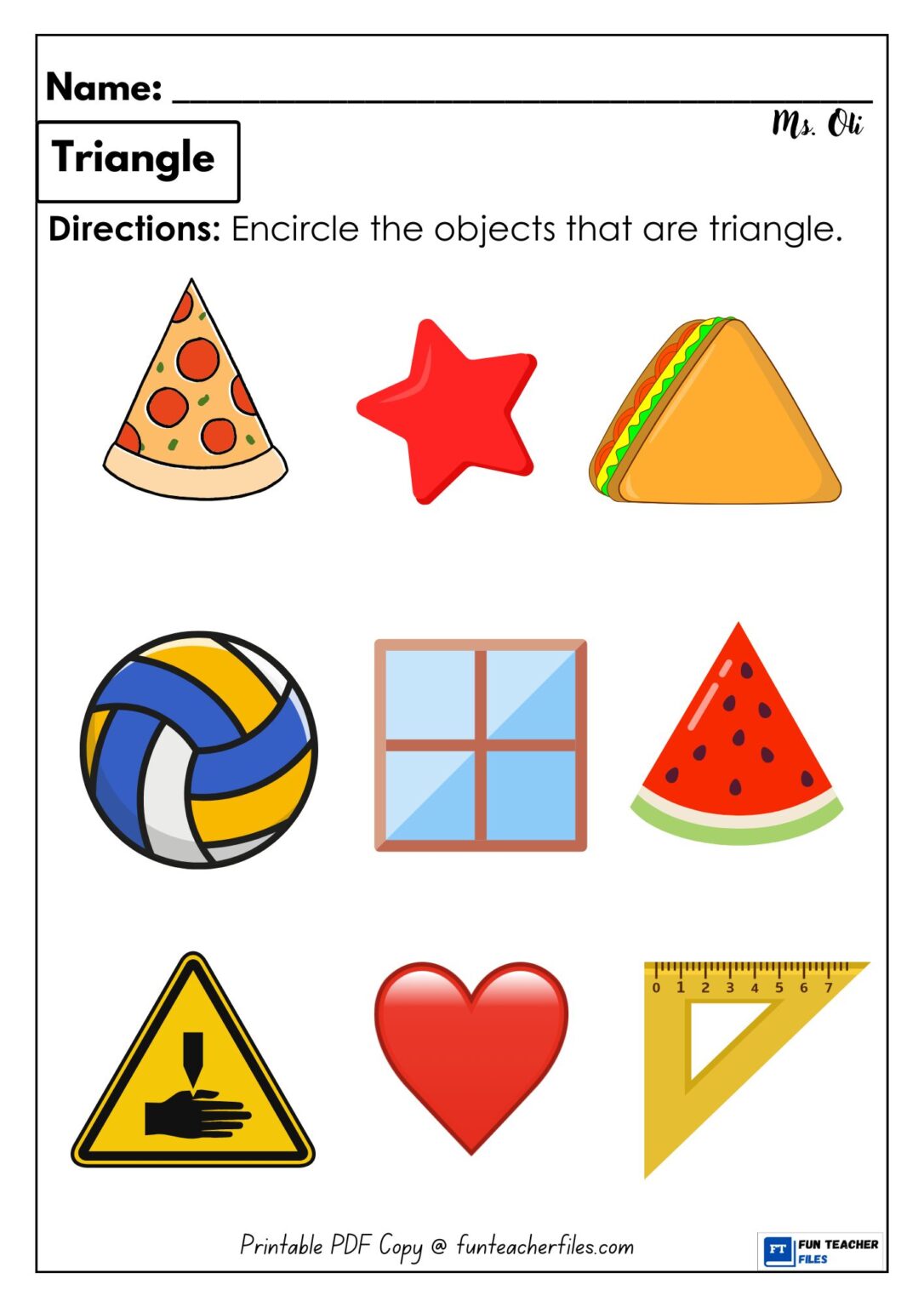 Triangle Shape Worksheet 8 - Fun Teacher Files