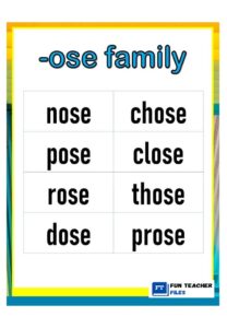 Long /o/ Word Family Charts - Fun Teacher Files