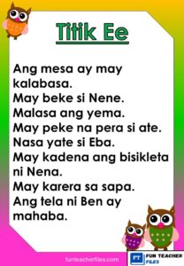 Filipino Reading Sentences Titik A, E, I, O, U Set 1 - Fun Teacher Files